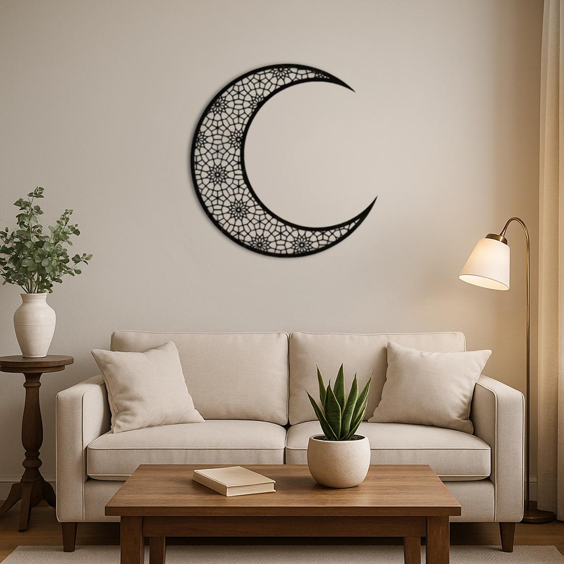 Moon Wood Wall Art, Wood Crescent Moon, Lunar Wall Decor, Half Moon ...