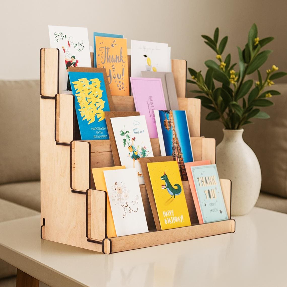 Greeting Cards Display Wood, Greeting Card Rack, Greeting Card Holder ...