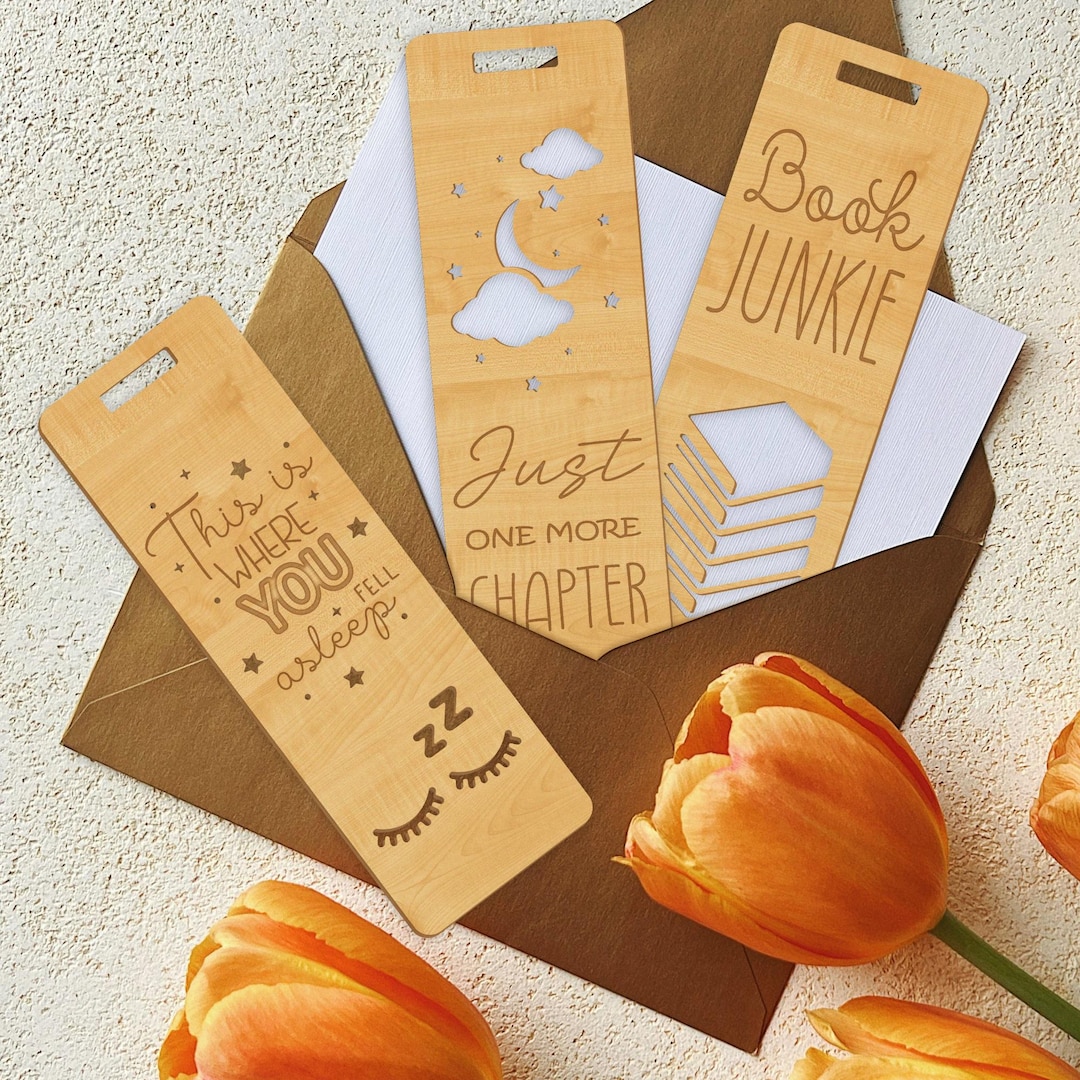 Personalized Wooden Bookmarks, Custom Wooden Bookmarks, Laser Cut ...
