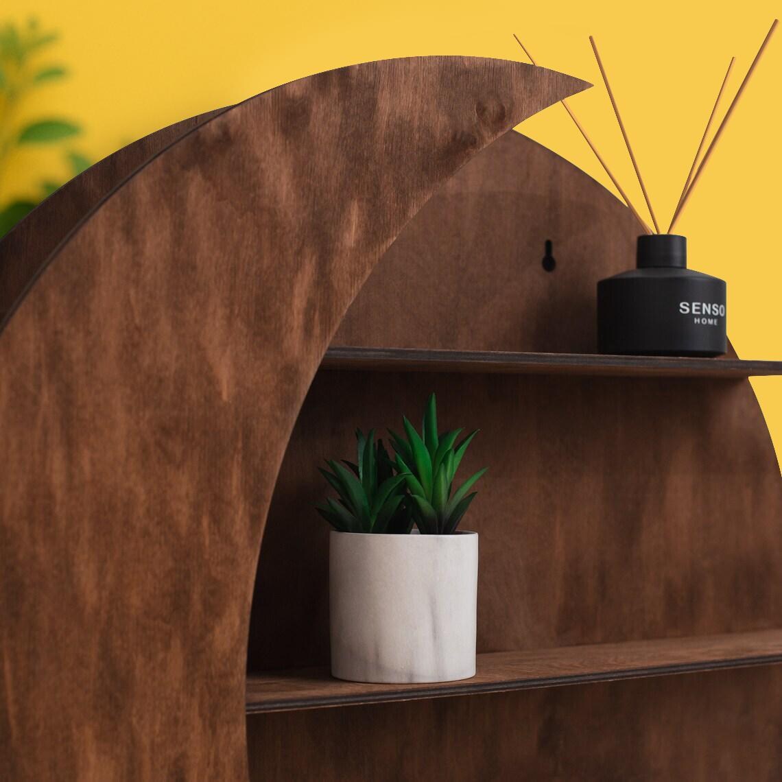 Wood Moon Shelf, Crescent Moon Shelf, Wall Mounted Moon Shelf, Moon ...