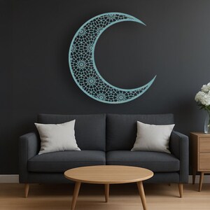 Moon Wood Wall Art, Wood Crescent Moon, Lunar Wall Decor, Half Moon ...