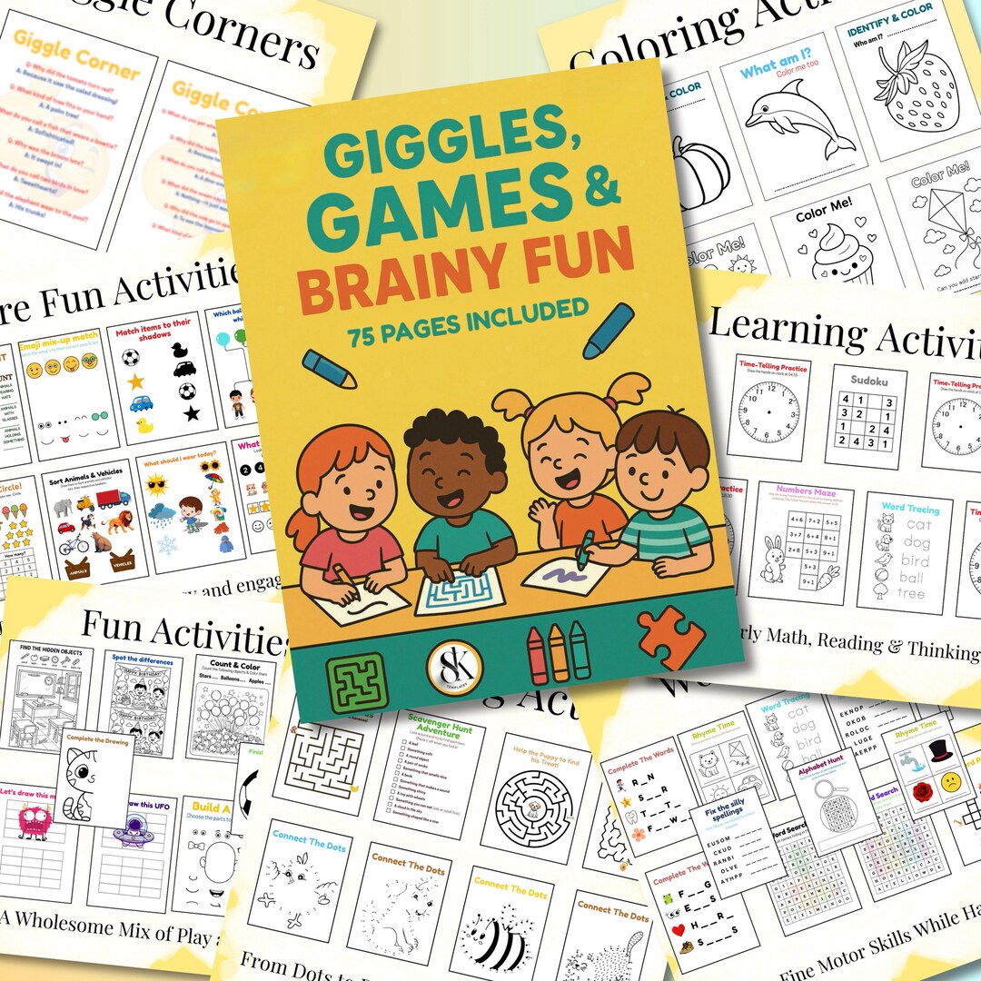 Kids Activity Book: 75 Pages of Puzzles, Mazes, Coloring (printable PDF ...