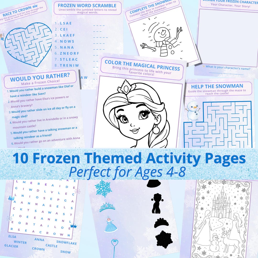 Frozen Birthday Activity Book: Princess Party Games (PDF Printable) - Etsy