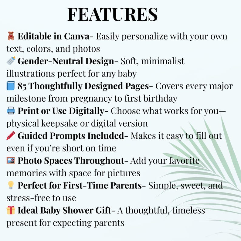 Editable Baby Memory Book Template | First Year Keepsake (canva) - Etsy