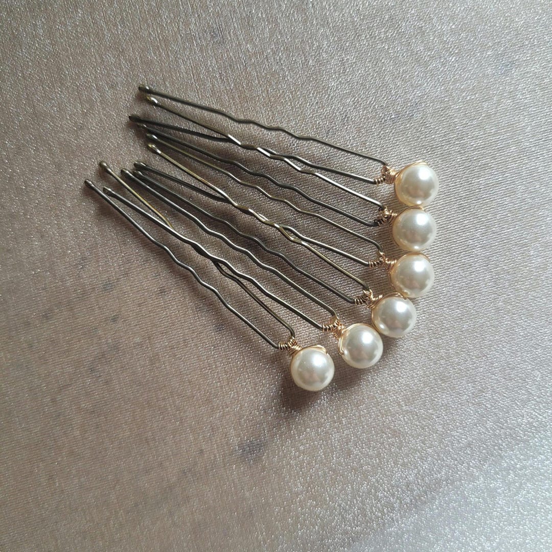 Wedding Pearl Hair Pins, Cream Ivory Pearl Bobby Pins, White Pearl ...