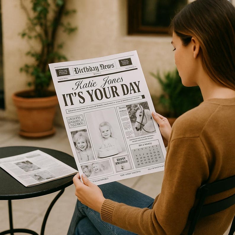 Personalized Birthday Newspaper Gift: Milestone Keepsake (digital ...