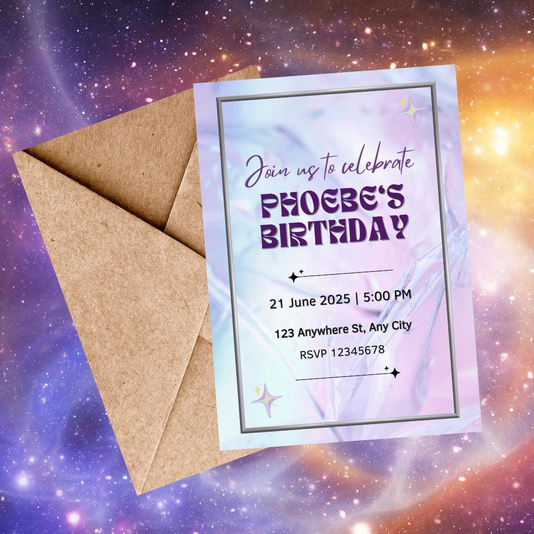 Galactic Birthday Invitation: Pastel Galaxy Theme, Editable Canva ...