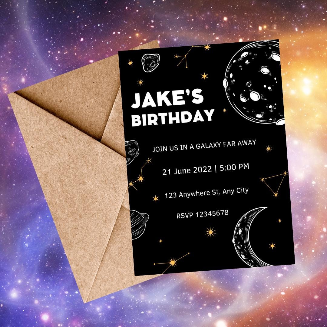 Outer Space Birthday Invitation | Galaxy Party Invite | Galactic ...