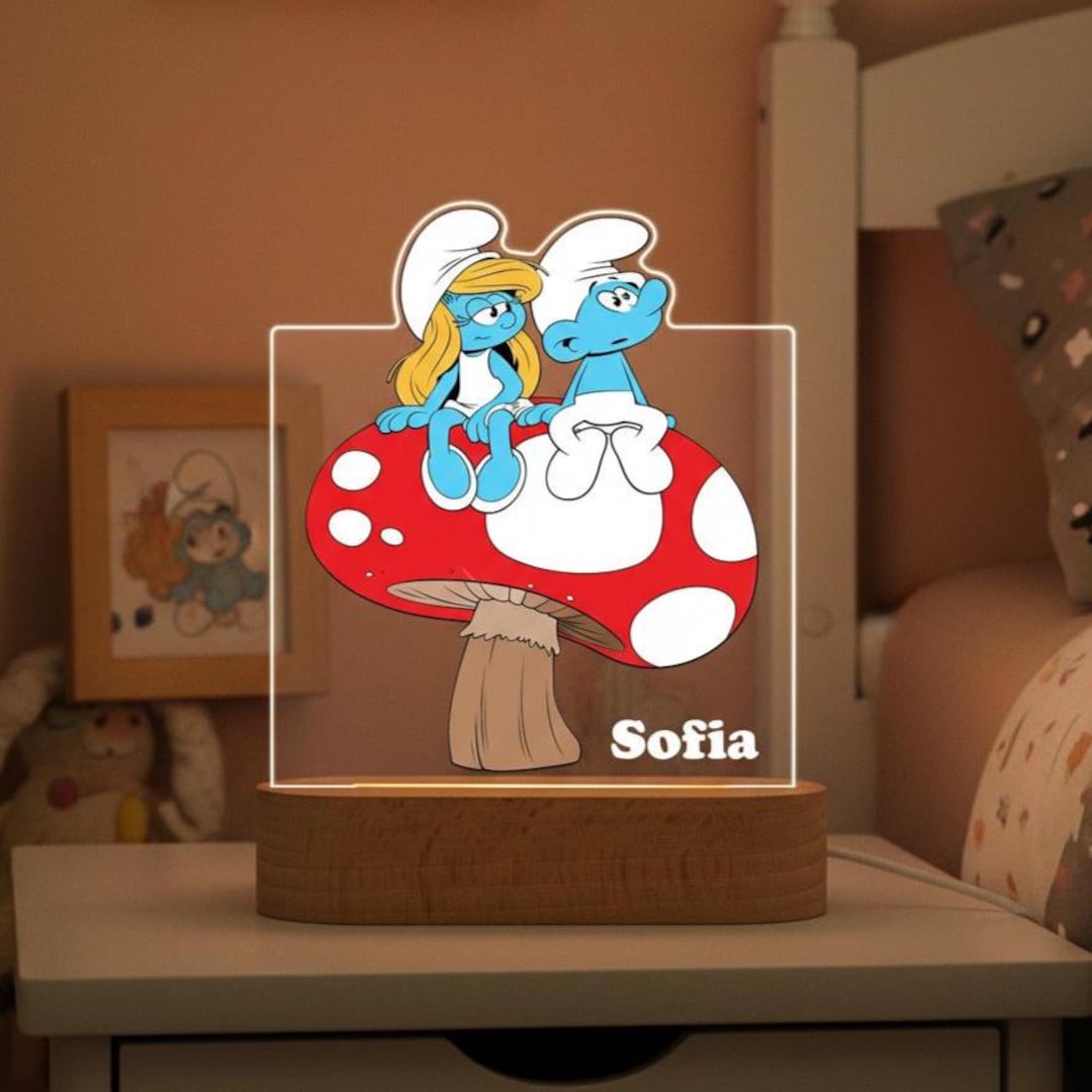 Customized Name Smurfs Night Light, Personalized Chrildren Lamp, Baby ...