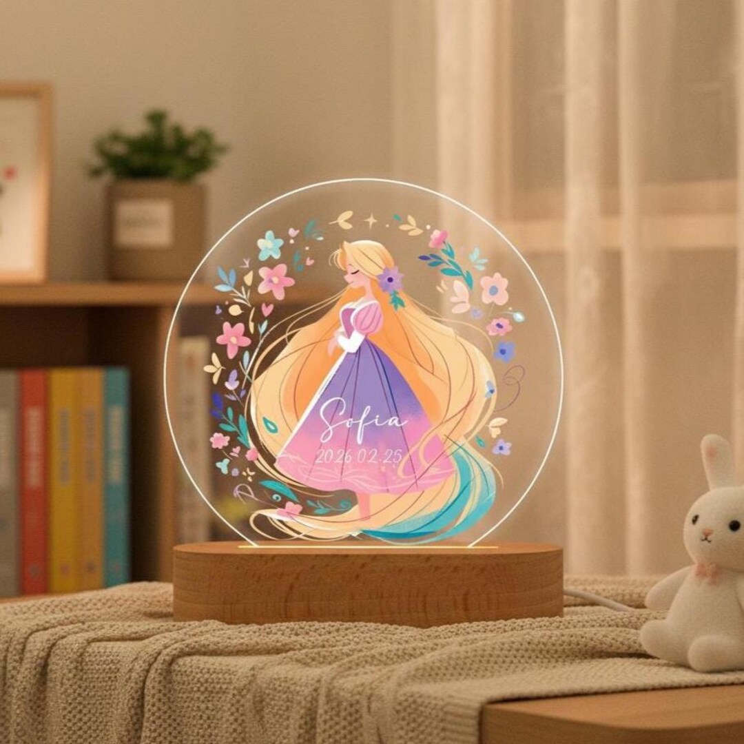 Customized Name Flower Princess Night Light, Personalized Chrildren ...