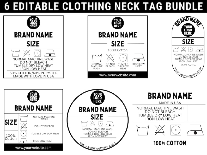 Editable Clothing Tag Template: DIY Garment Labels, Washing ...