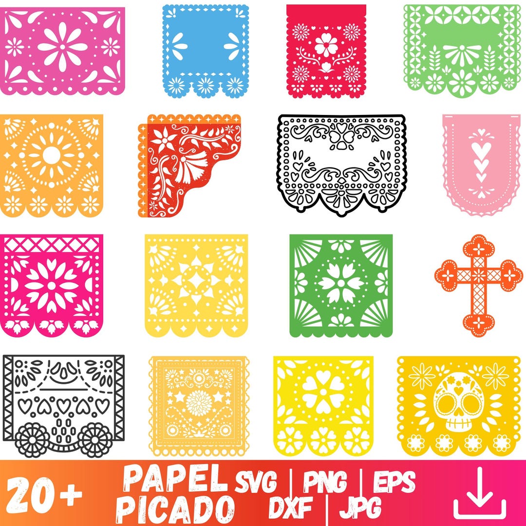 Papel Picado SVG Bundle, Papel Picado PNG Bundle, Papel Picado Clipart ...