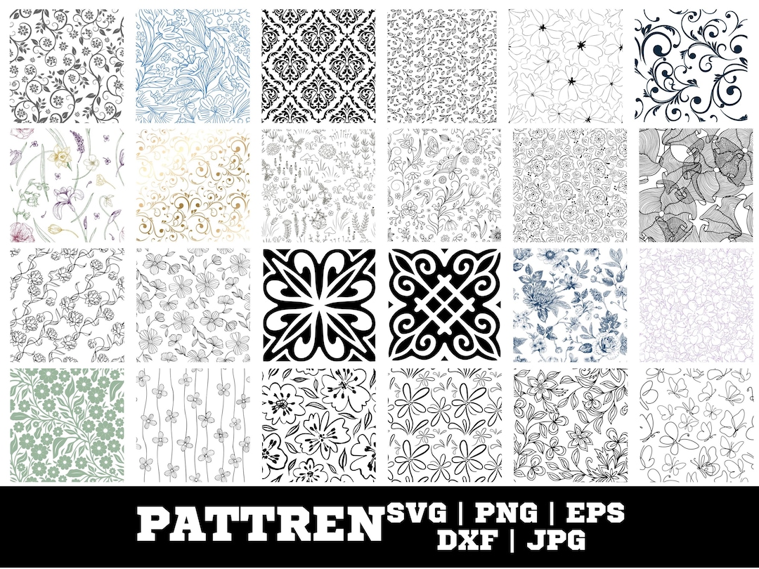 Floral Pattern SVG Bundle: Cricut, Silhouette, Laser Cut (digital ...