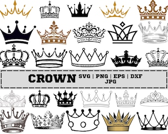 Royal Crown SVG Bundle: King, Queen, Princess Tiara (digital Files for ...
