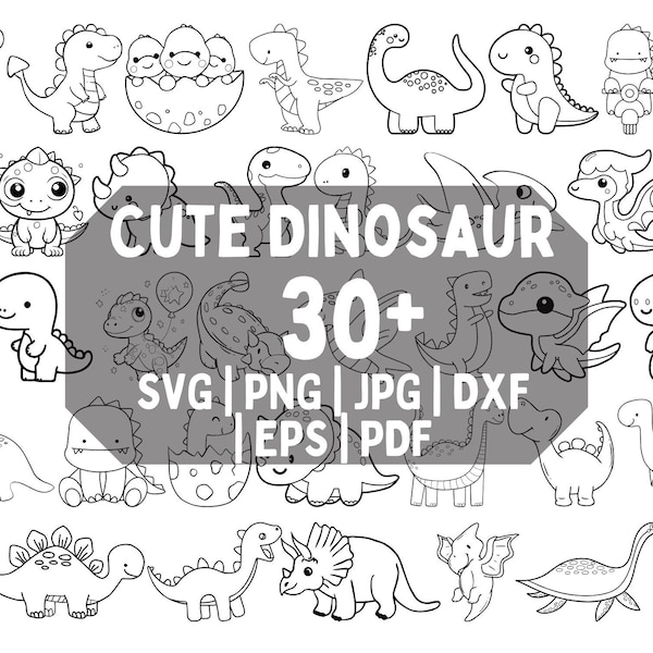 Cute Dino Svg Clipart - Etsy UK