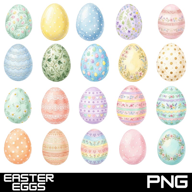 Easter Eggs Pastel Clipart - Etsy