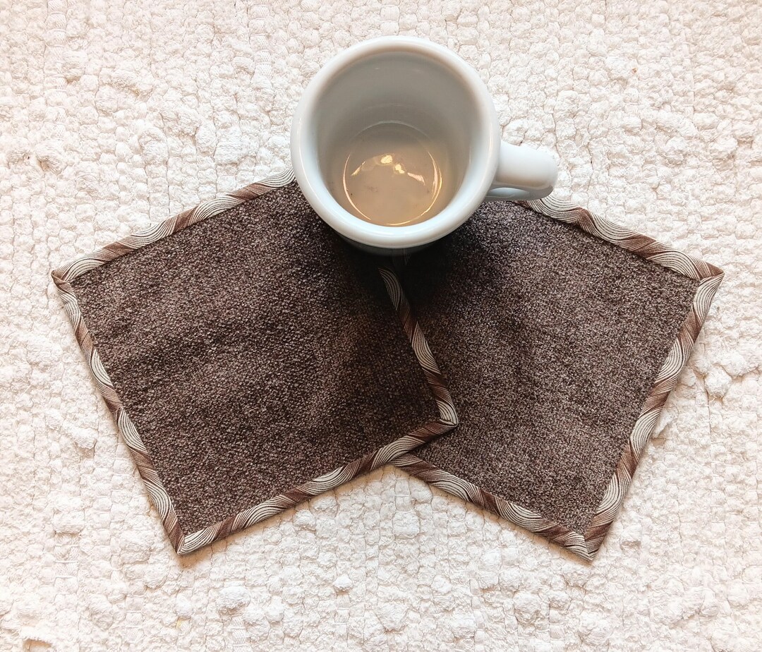 Handmade Quilted Mug Rug Coasters: Upcycled Fabric Set of 2 - Etsy