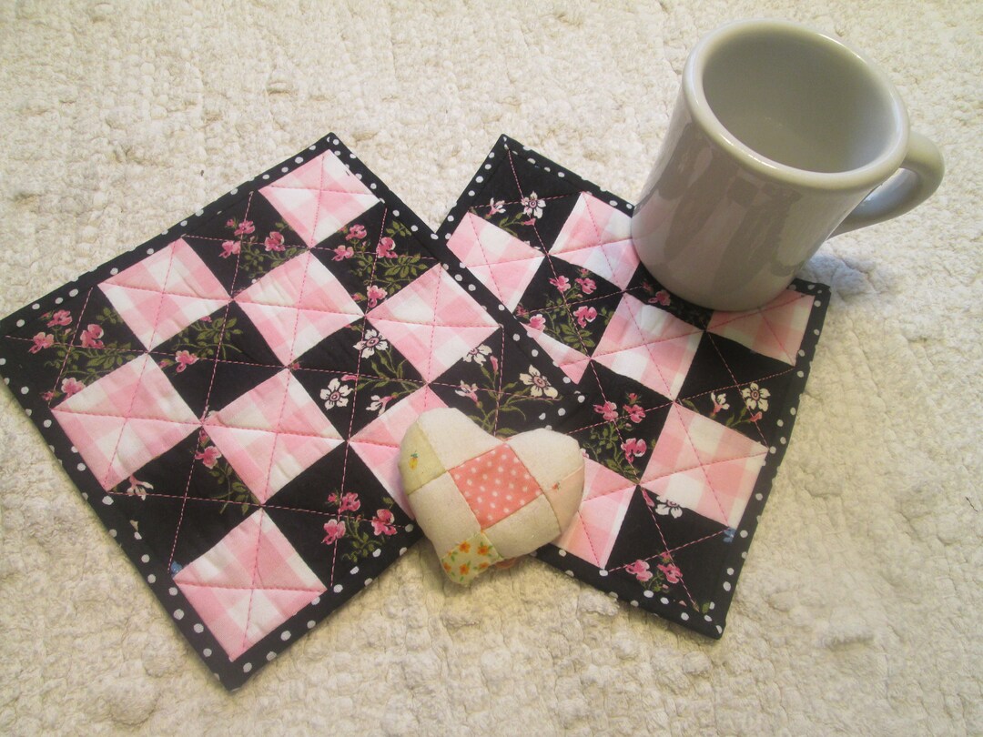 Quilted Fabric Mug Rugs Coasters Handmade Vintage Country - Etsy