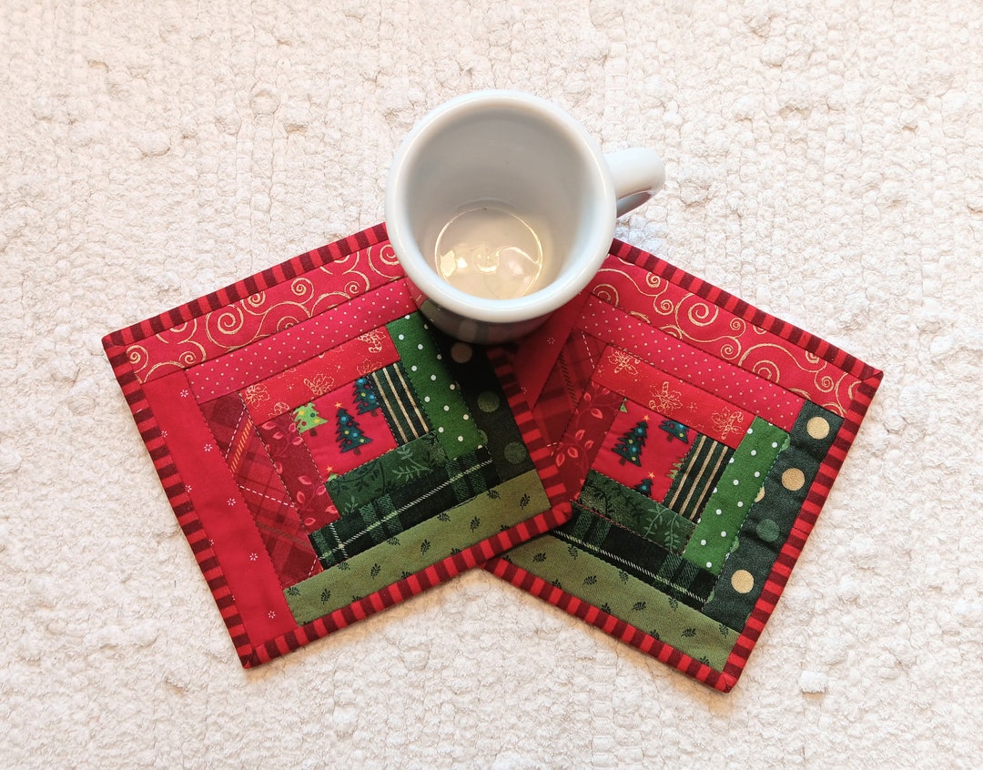 Quilted Fabric Coasters Mug Rugs Christmas Winter Handmade Scrappy ...
