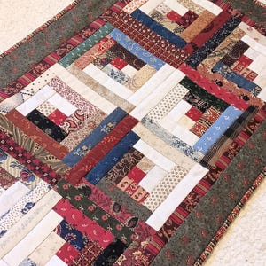 Quilted Table Runner 14.75 X 35 Topper Log Cabin Primitive Rustic ...