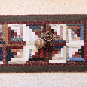 Quilted Table Runner 14.75 X 35 Topper Log Cabin Primitive Rustic ...