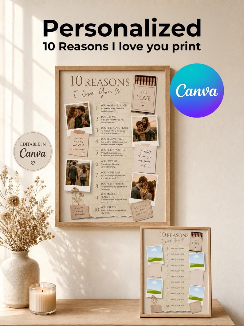 Best Friend Personalized Photo Collage Poster, Editable Canva Matchbox ...
