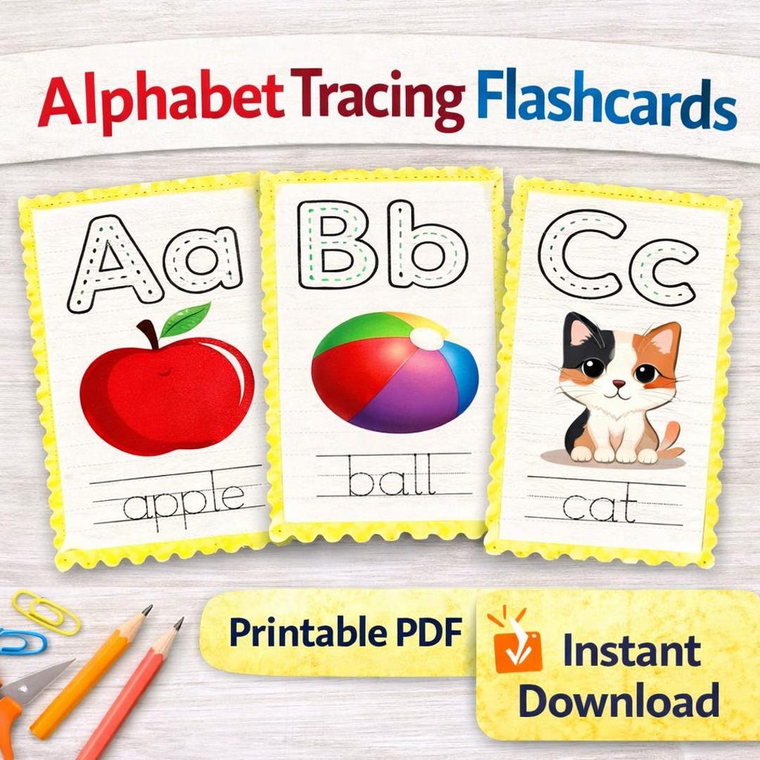 Alphabet Tracing Flashcards A–Z Printable | Uppercase and Lowercase ...