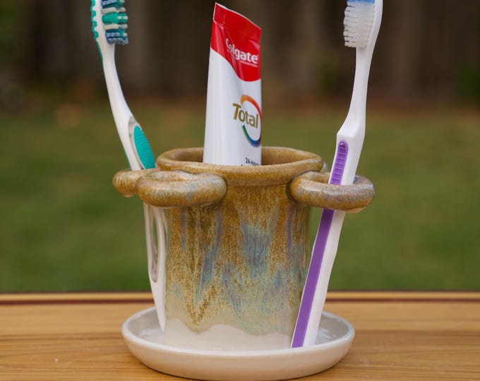 Peacock Design Bathroom 4 Piece Set Soap Dispenser Dish Toothbrush ...