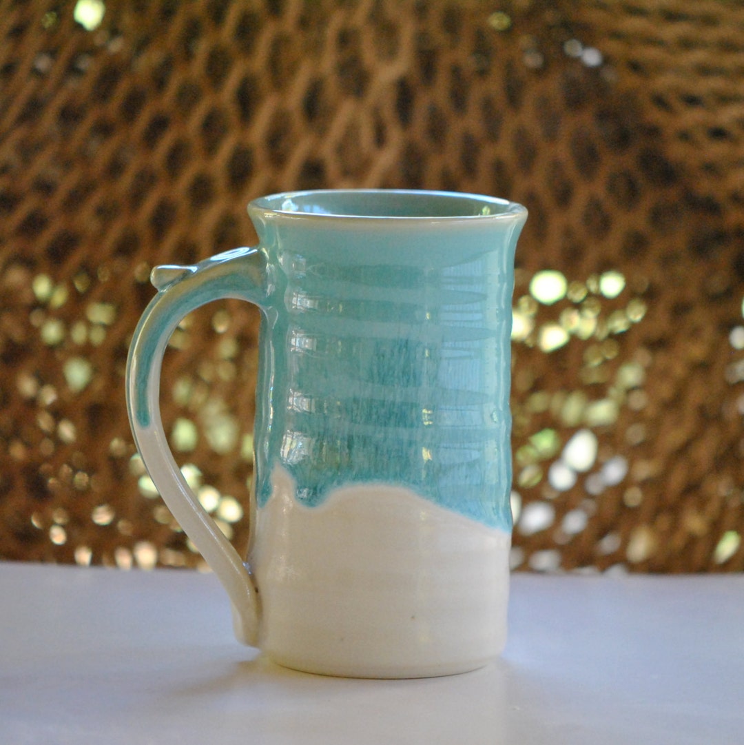 Large Turquoise Stoneware Coffee Mug, Handmade Pottery (16 Ounce) - Etsy