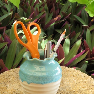 Small Pottery Fluted Edge Turquoise Vase - Etsy