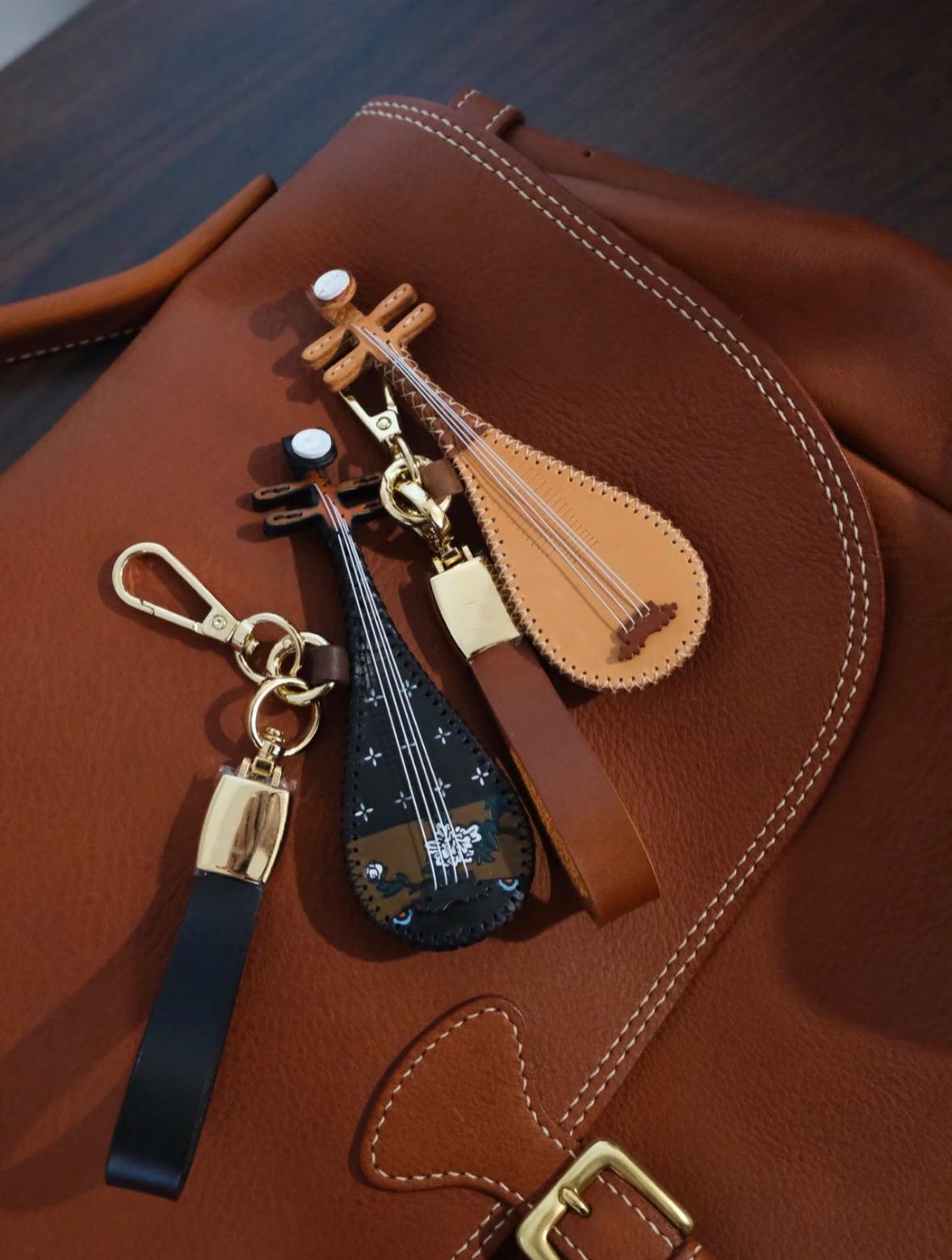 Handmade Leather Lute Bag Charm: Personalized Keychain, Music Lover ...