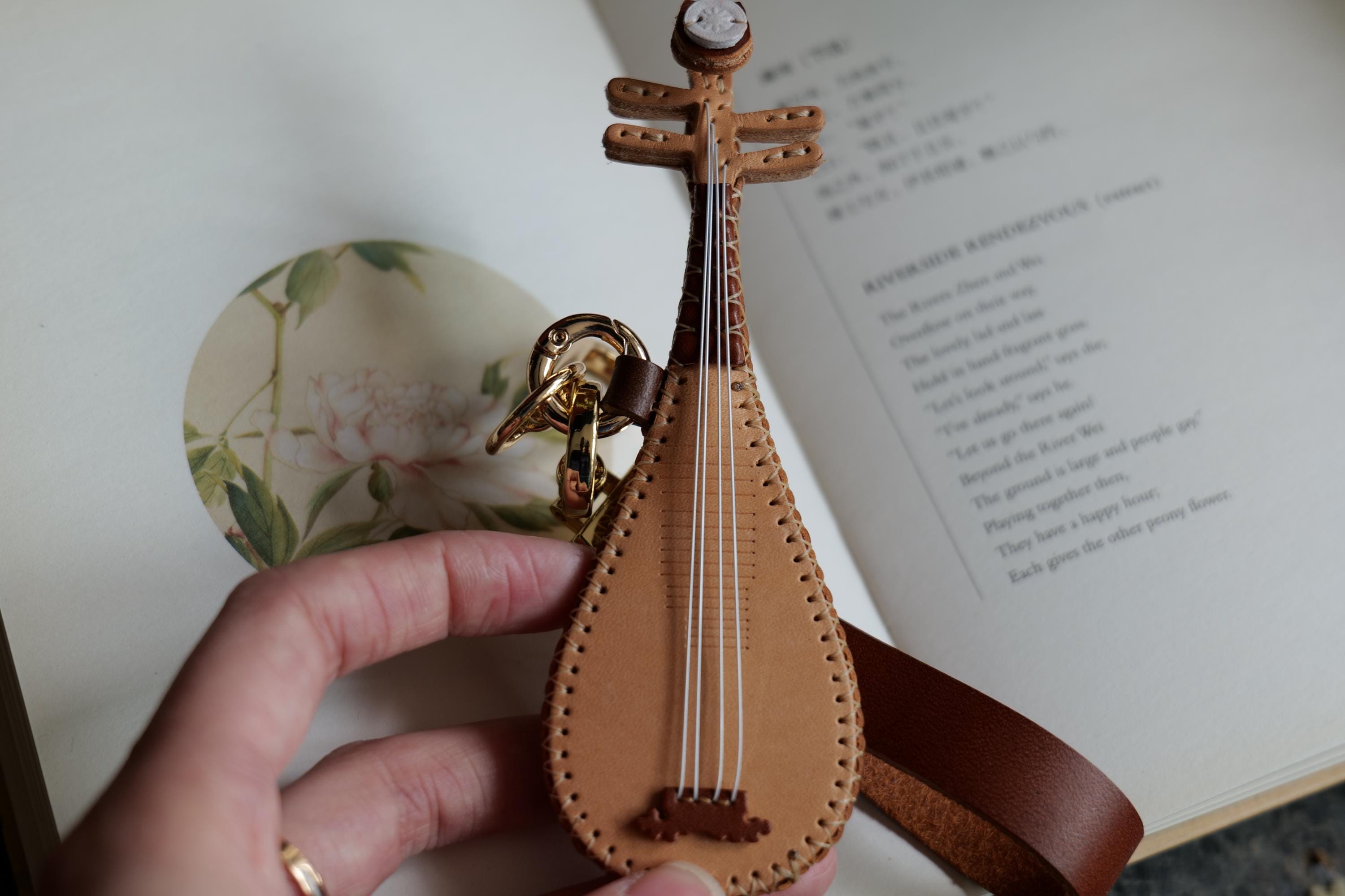 Handmade Leather Lute Bag Charm: Personalized Keychain, Music Lover ...