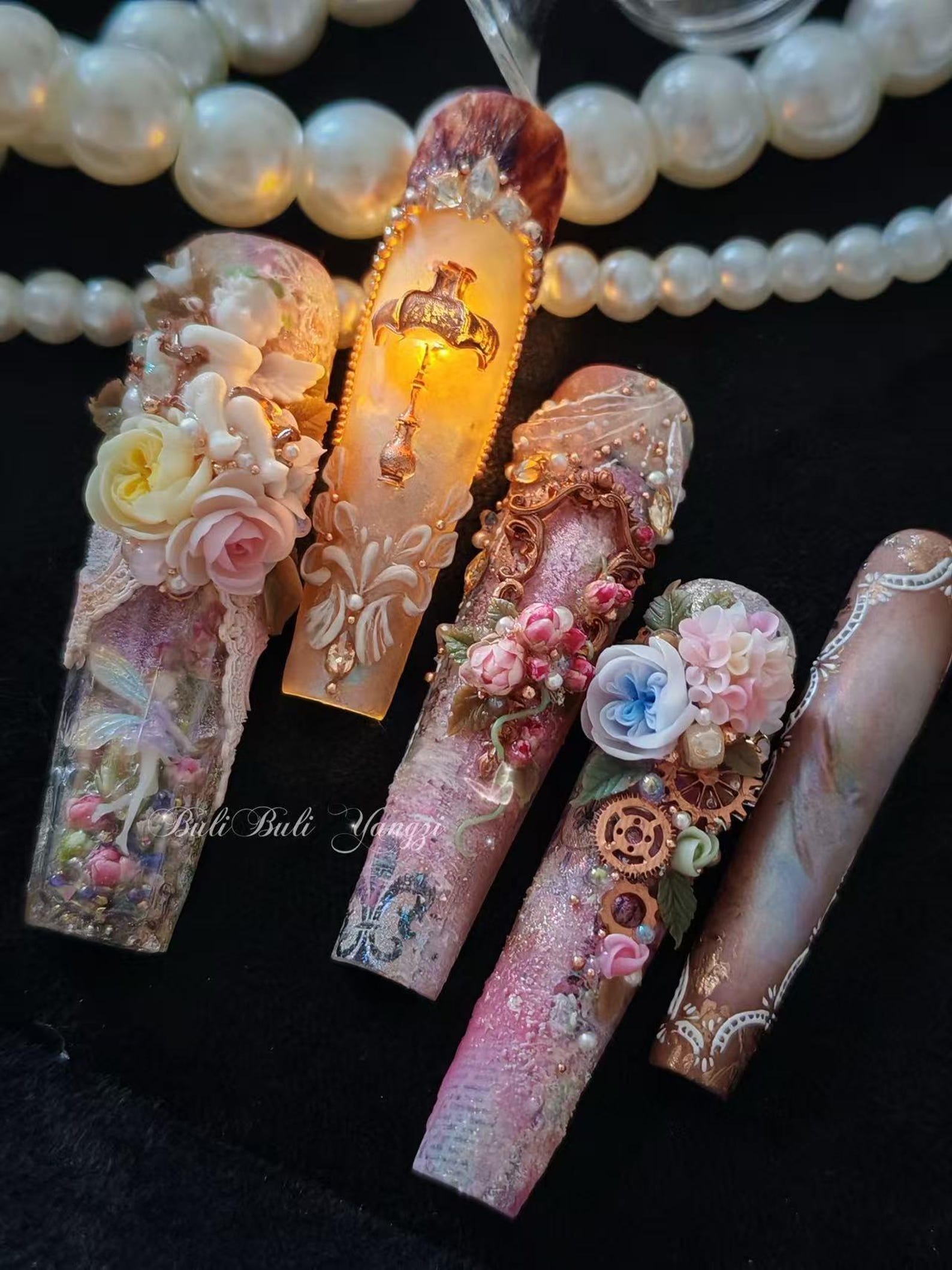 Luxury 3D Glowing Press-on Nails: Handmade Micro-carved Nail Art - Etsy