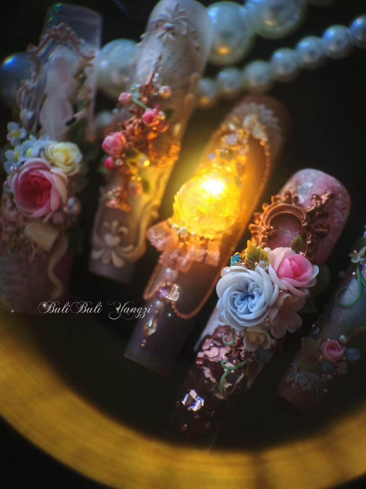 Luxury 3D Glowing Press-on Nails: Handmade Micro-carved Nail Art - Etsy