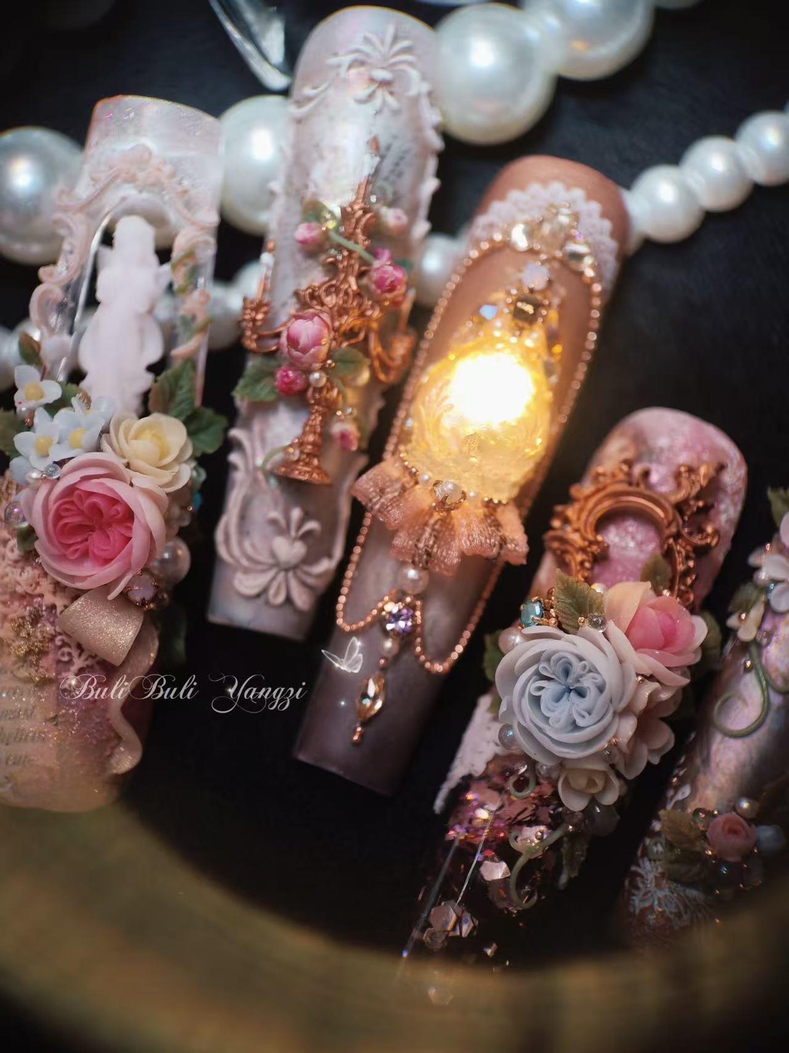 Luxury 3D Glowing Press-on Nails: Handmade Micro-carved Nail Art - Etsy