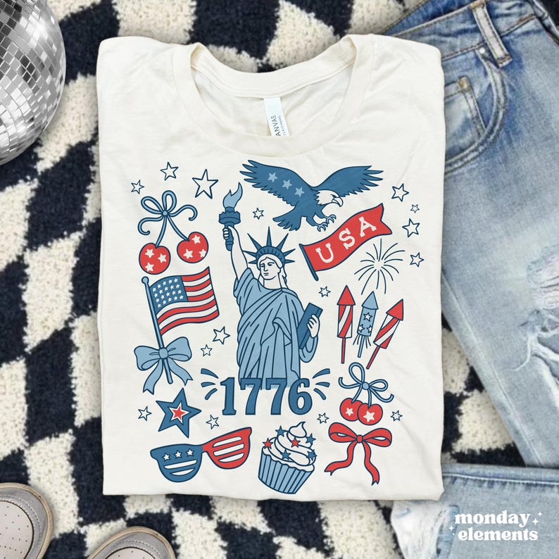 Independence Day PNG, 4th of July PNG, Retro America PNG, Coquette ...