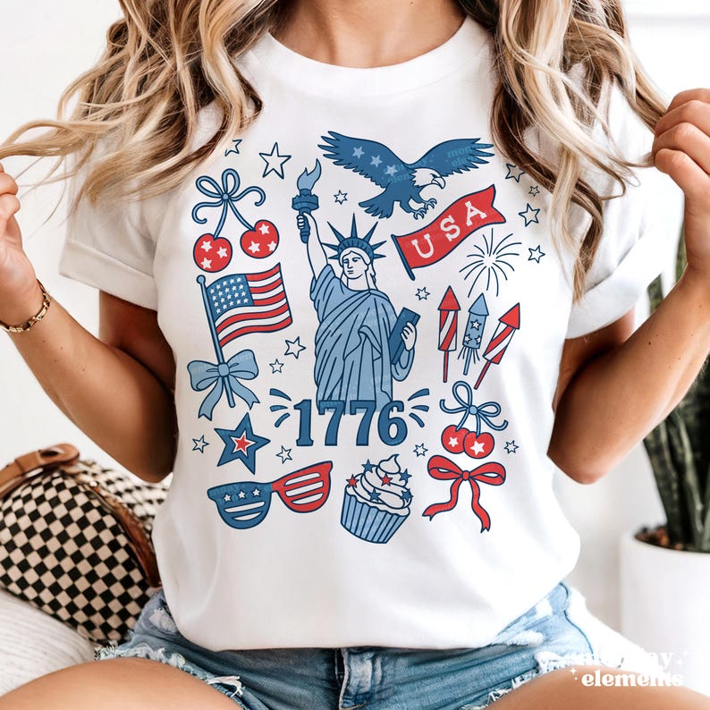 Independence Day PNG, 4th of July PNG, Retro America PNG, Coquette ...