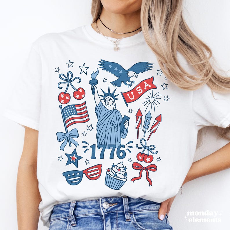 Independence Day PNG, 4th of July PNG, Retro America PNG, Coquette ...