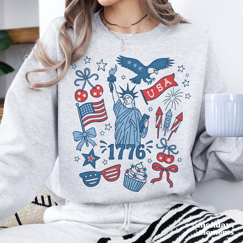 Independence Day PNG, 4th of July PNG, Retro America PNG, Coquette ...