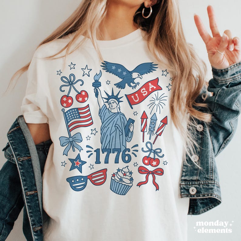 Independence Day PNG, 4th of July PNG, Retro America PNG, Coquette ...