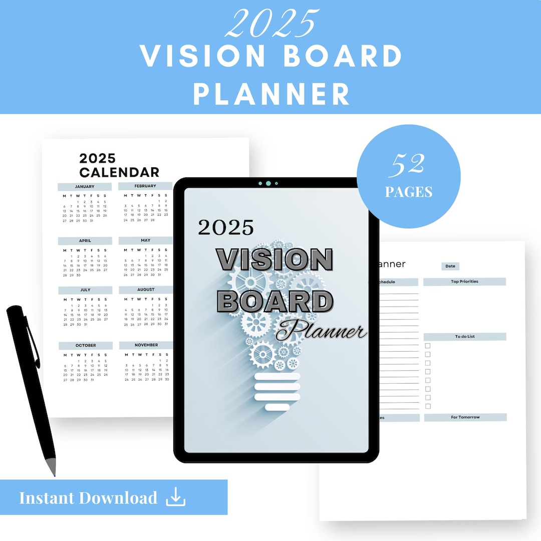 2025 Vision Board Planner | Printable Goal Setting and Dream Life ...
