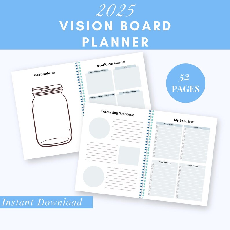 2025 Vision Board Planner | Printable Goal Setting and Dream Life ...
