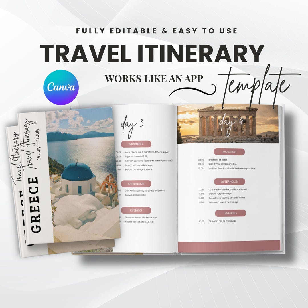 Travel Itinerary Template Printable Travel Guide Travel Agent Planner ...