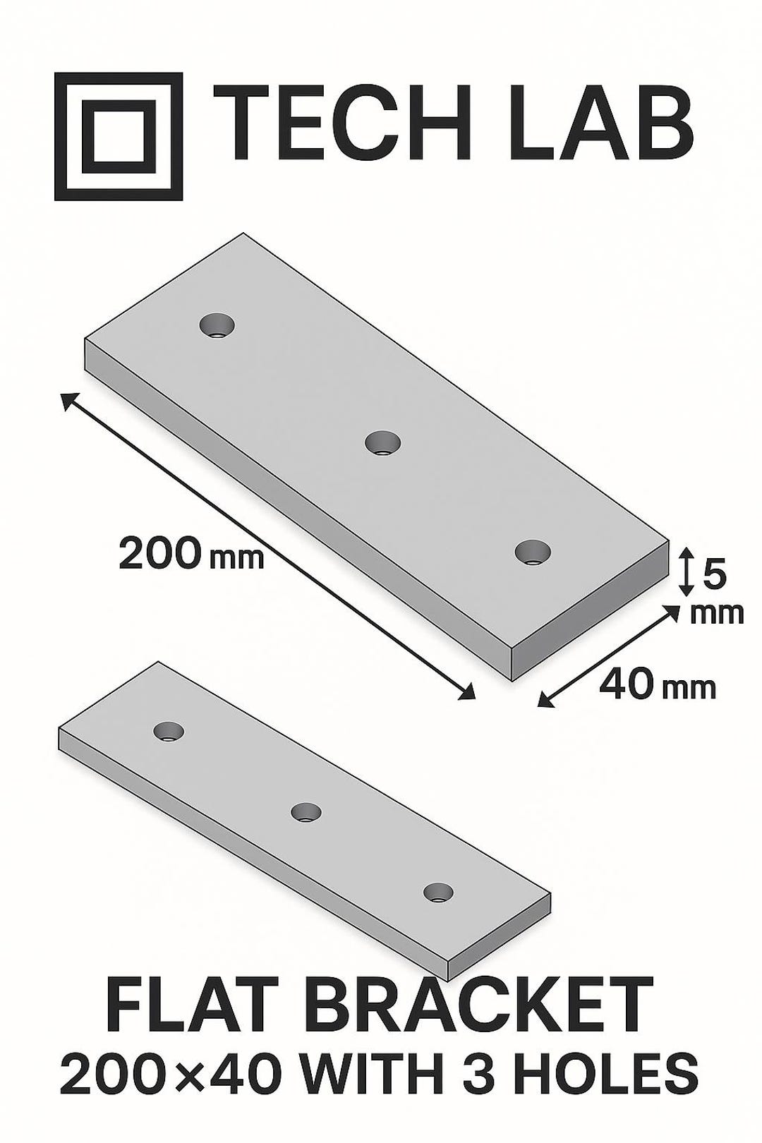 CNC Bracket 200x40 – 3 Hole Plate – Dxf Stl Step File - Etsy