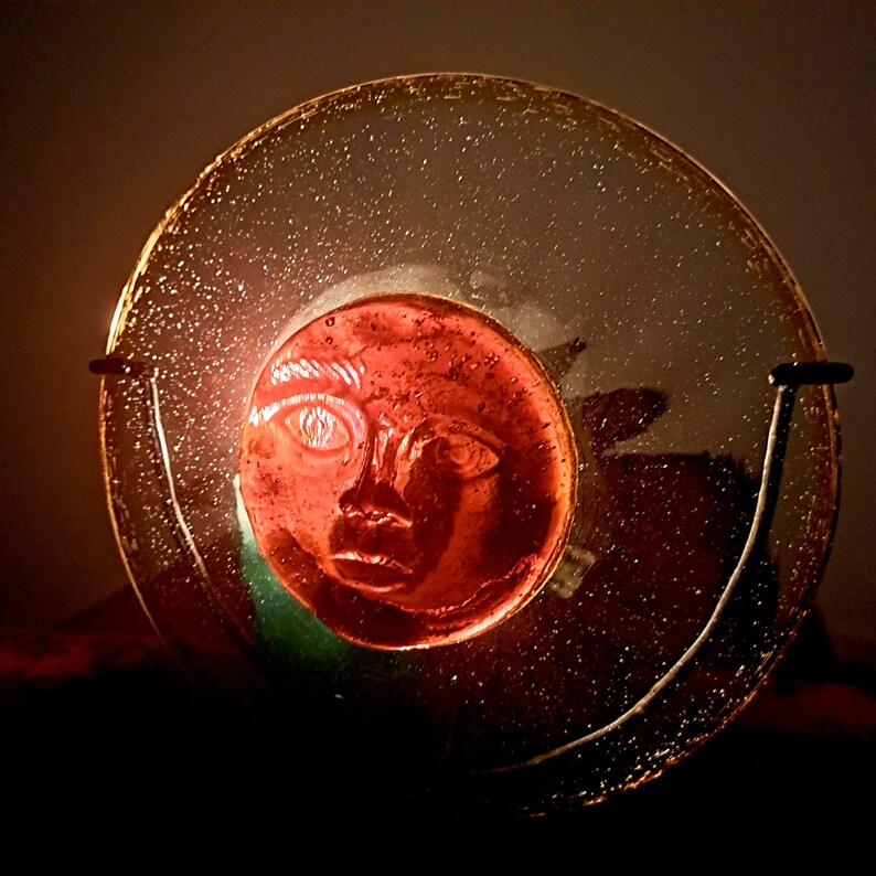 Vintage Sun Face Candlestick – Amber Art Glass, Bohemian Décor - Etsy