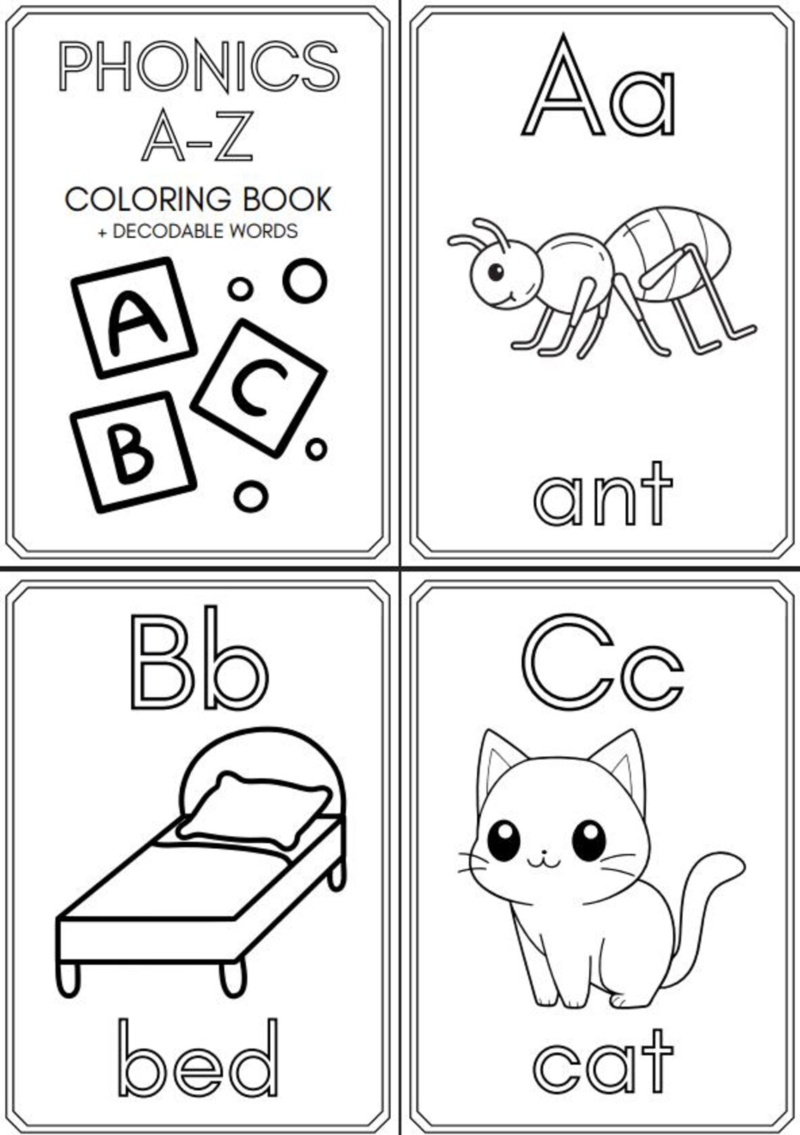 Printable Alphabet/phonics Coloring Sheets - Etsy