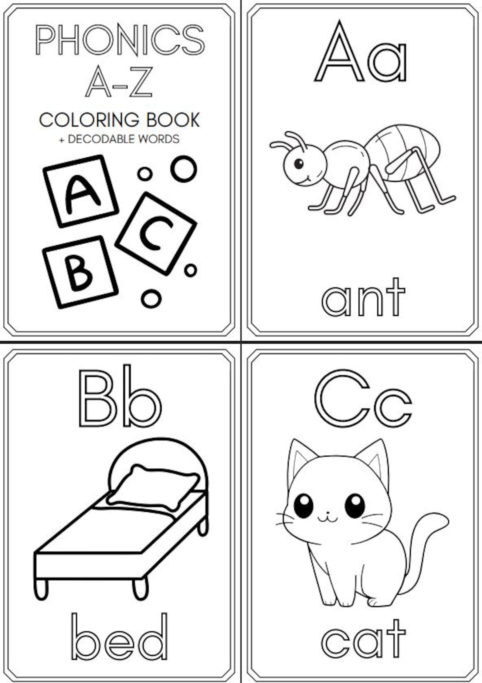 Printable Alphabet/phonics Coloring Sheets - Etsy