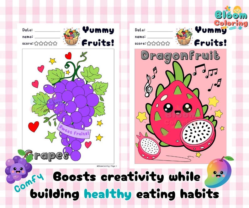 Fruits Coloring Pages for Kids | Cute Fruit Coloring Book Printable ...