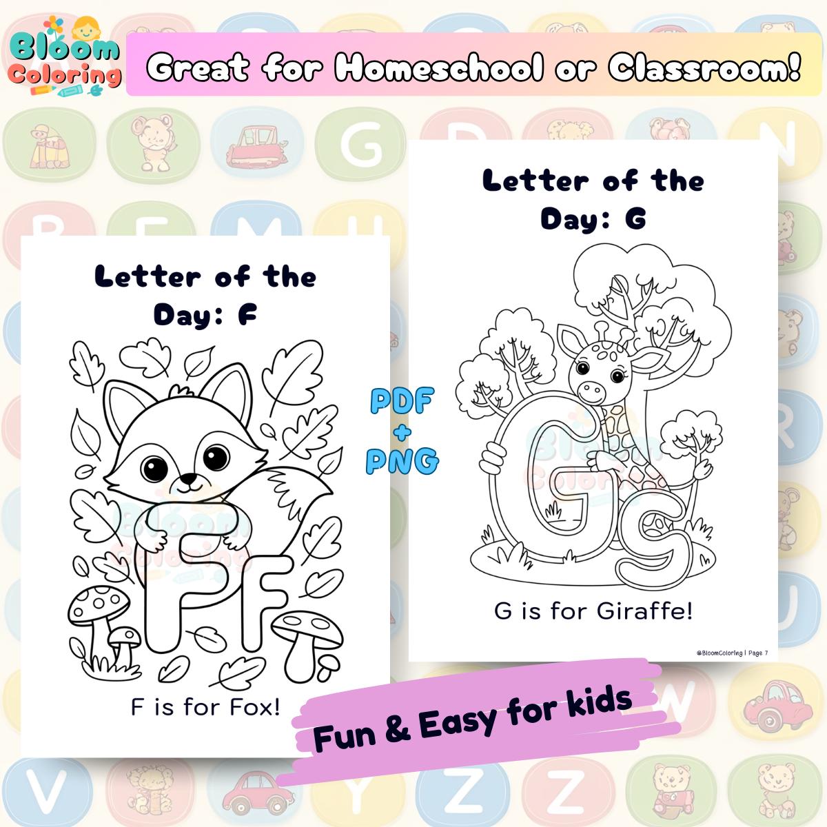 Alphabet Coloring Pages for Kids | A to Z Printable Letters Activity ...