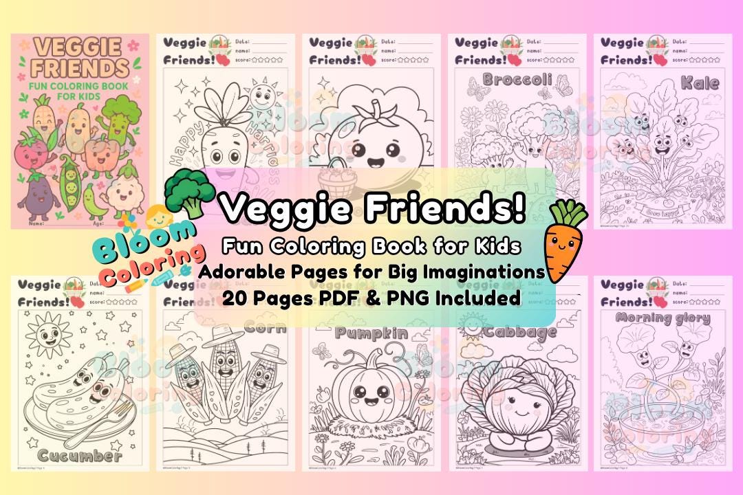 Vegetable Coloring Pages for Toddlers | Printable Veggie Coloring Book ...